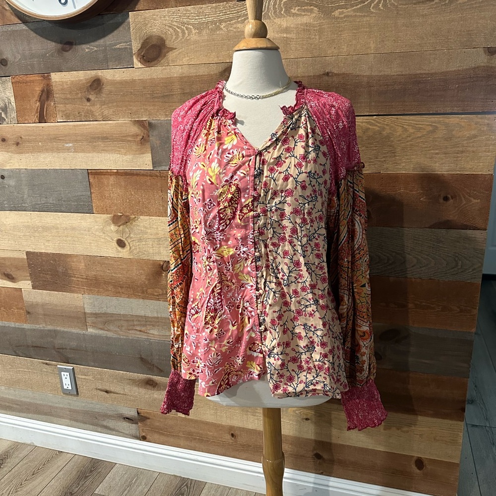 Oli & Hali Pink And Orange Floral Blouse - Gem